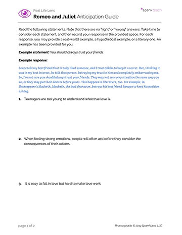 Romeo and Juliet: Teaching Guide | Love | SparkNotes